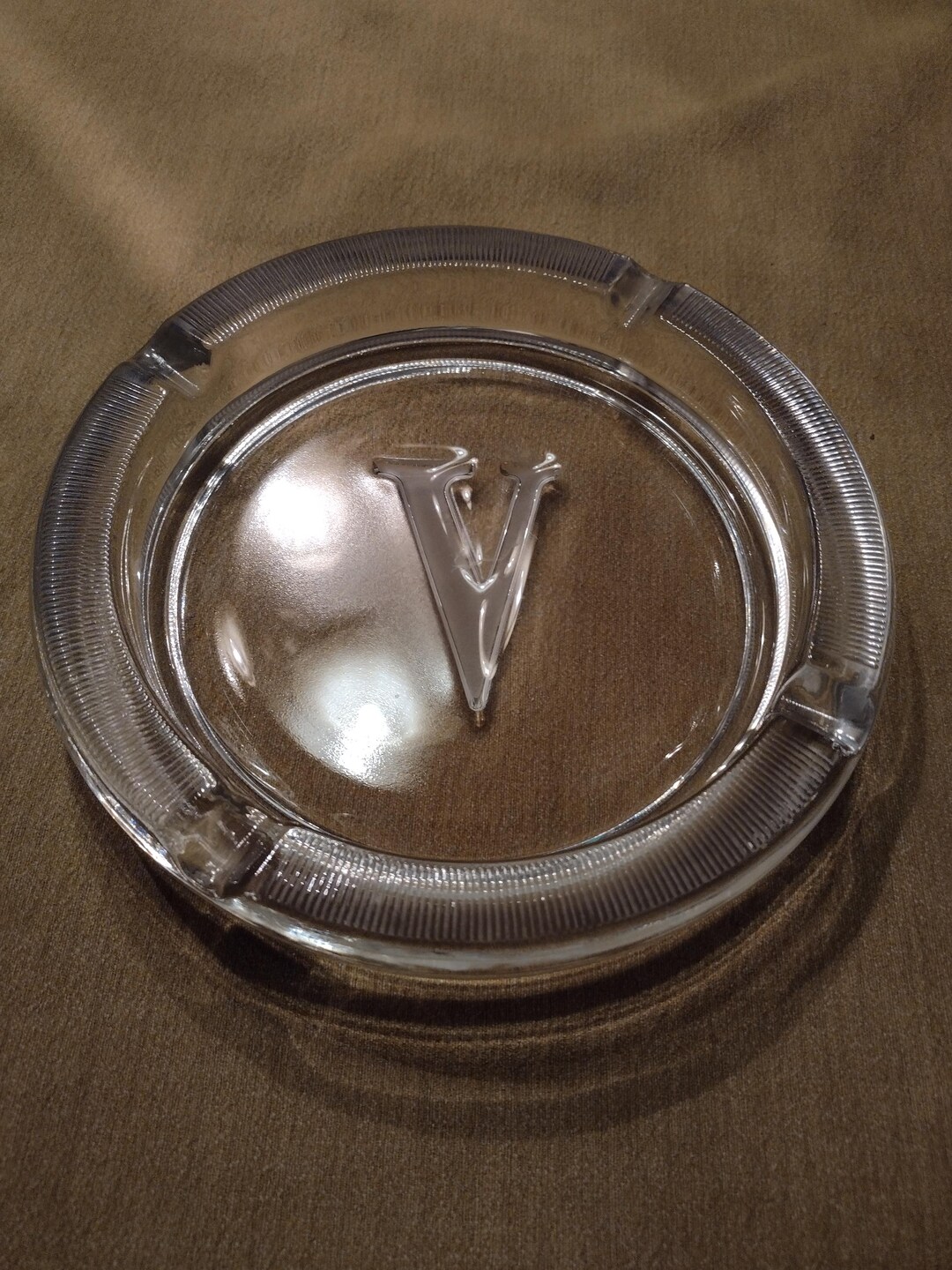 Clear Large Glass Ashtray, With Embossed V Monogram - Etsy