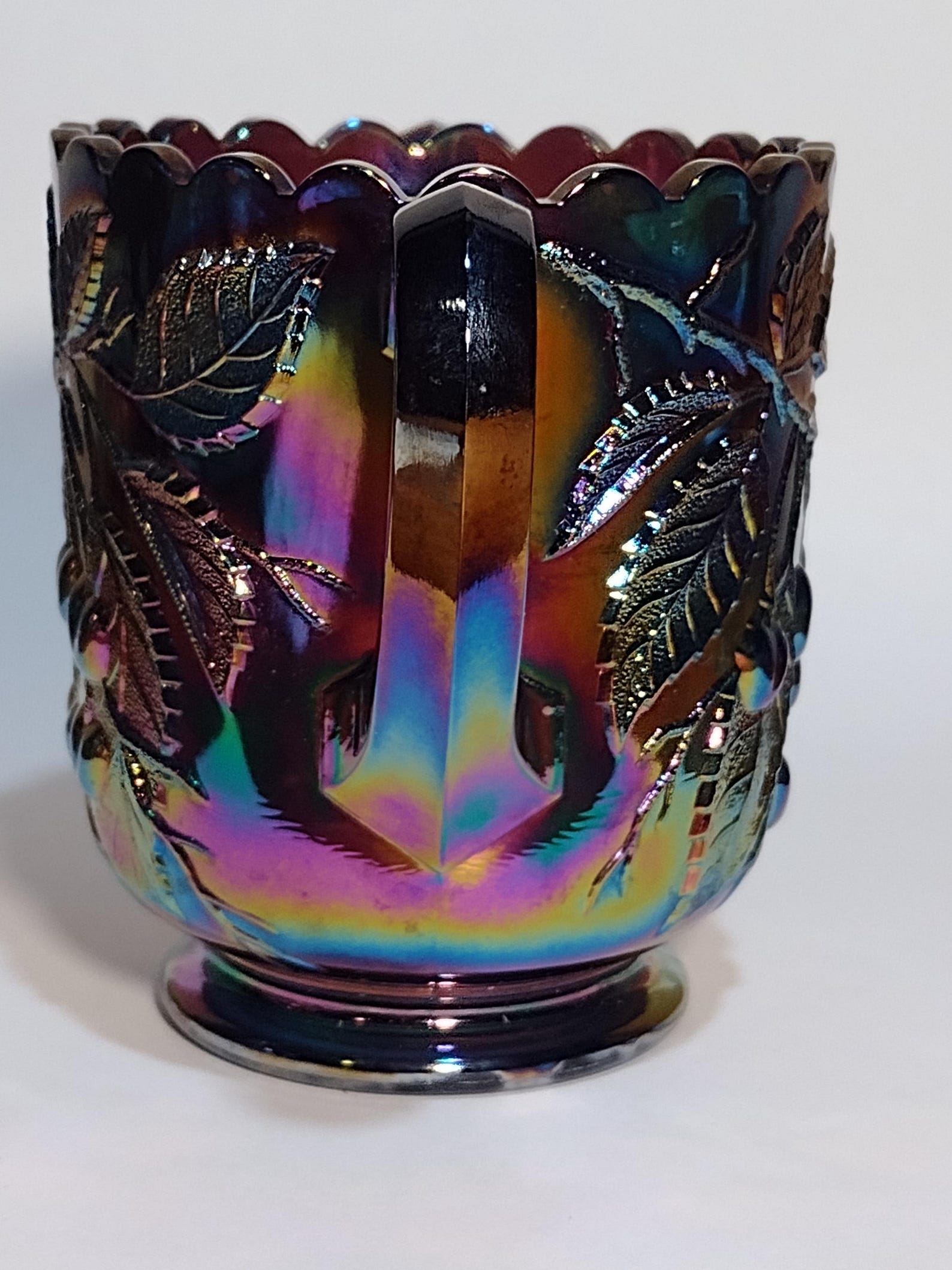 Fenton Art Glass Cherry Amethyst Carnival Glass Sugar Bowl. Fenton Item ...