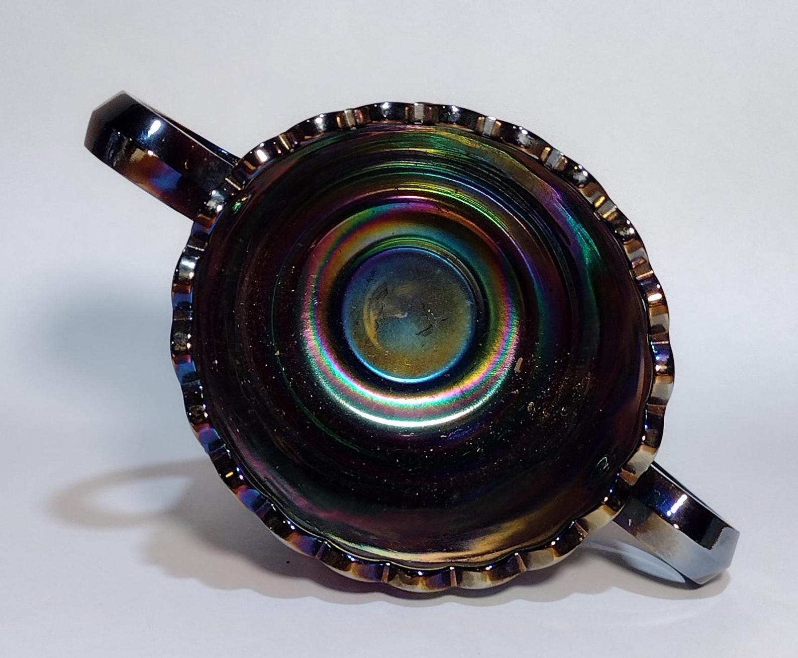 Fenton Art Glass Cherry Amethyst Carnival Glass Sugar Bowl. Fenton Item ...