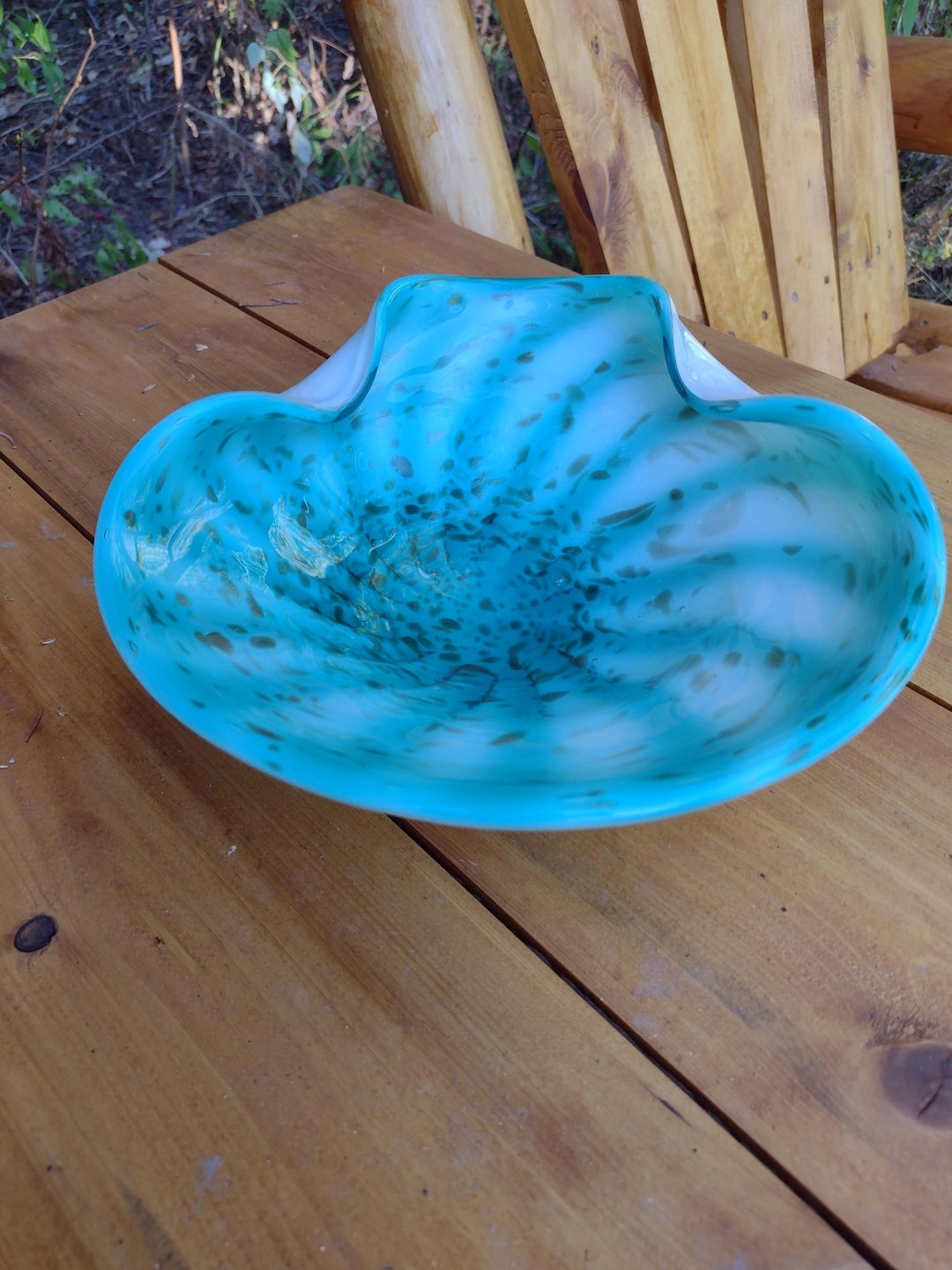 Murano Venetian Aqua Glass Bowl - Etsy