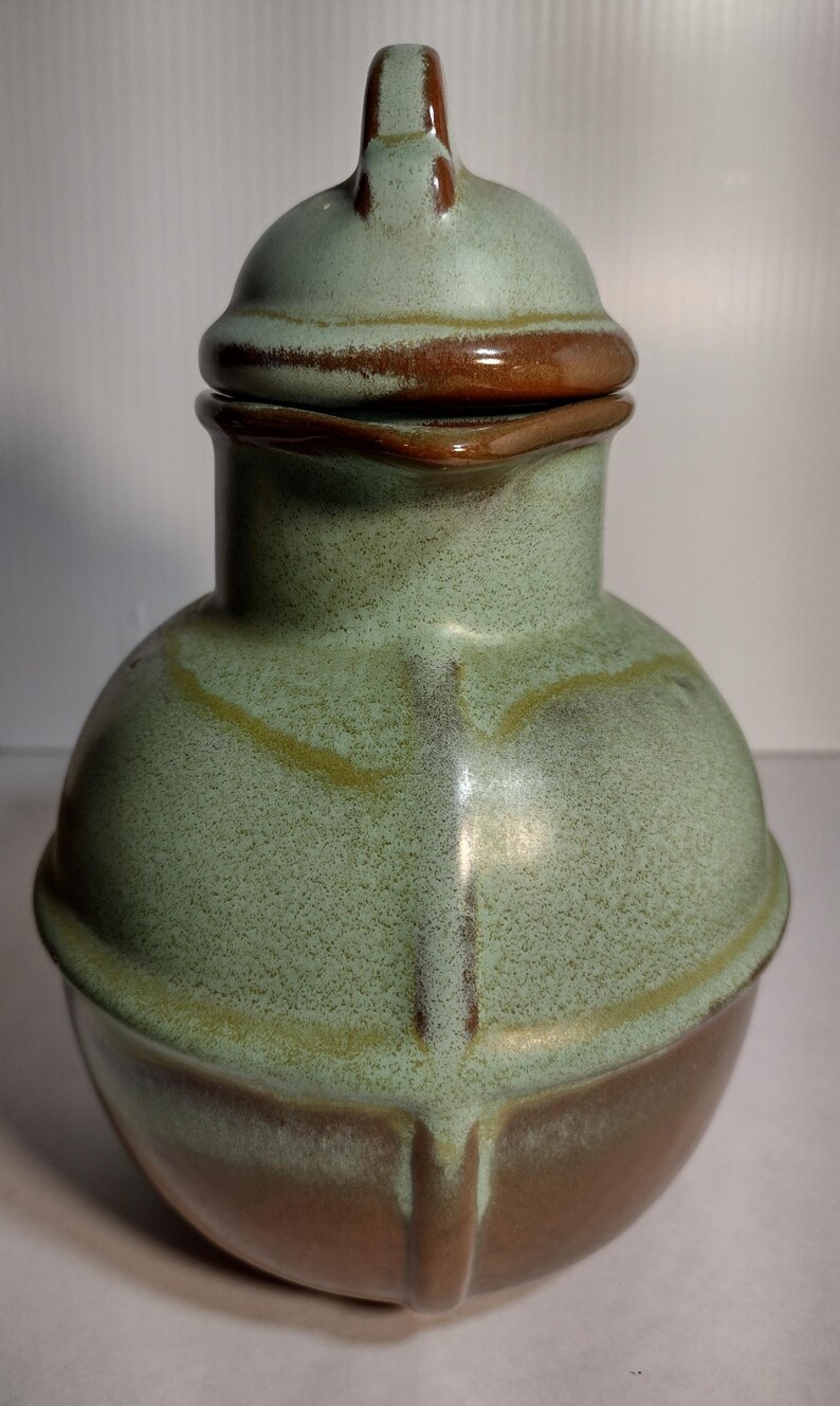 Frankoma Pottery Prairie Green Small Juice Pitcher #93 With 6 Glasses ...