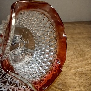 Indiana Glass Clear Diamond Point Pattern Glass With Ruffled Cranberry ...