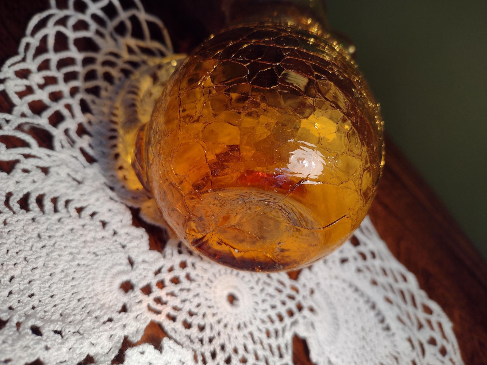 Collectable Pilgrim Yellow Crackle Glass Small Pitcher W/ Applied ...