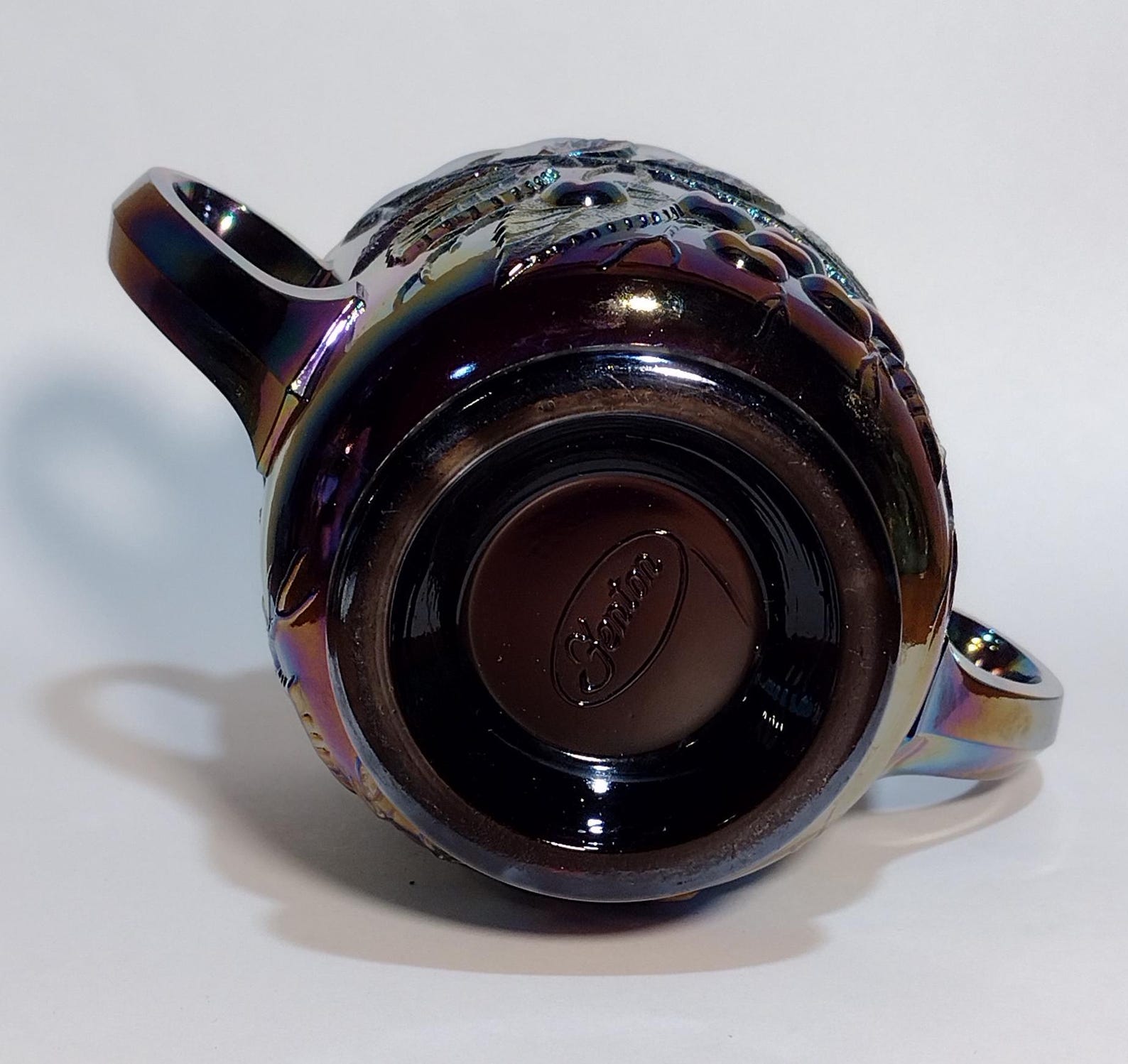 Fenton Art Glass Cherry Amethyst Carnival Glass Sugar Bowl. Fenton Item ...