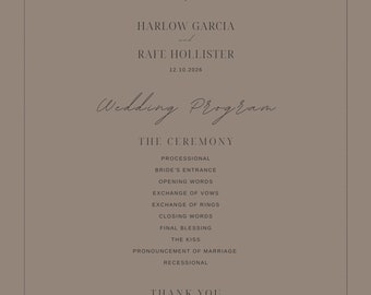 Customizable Wedding Program - Etsy