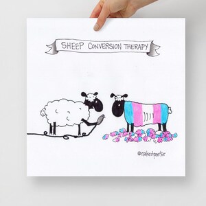 Transgender Art Print: Sheep Conversion Therapy, Square Poster Wall ...