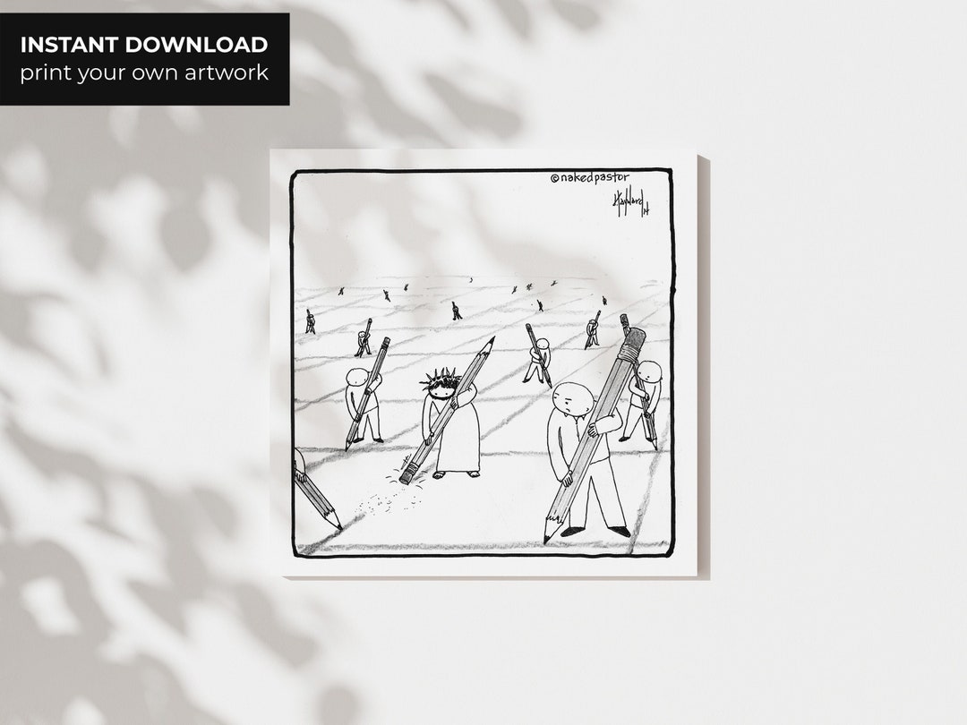 Jesus Eraser Cartoon Print: Social Justice Christian Art (digital ...