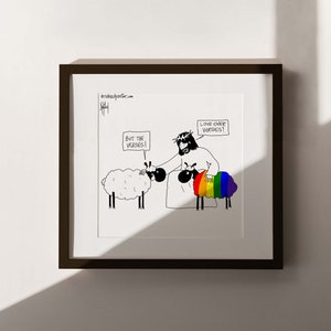 Queer Jesus Cartoon Print: LGBTQ Christian Art, Pride Month Decor - Etsy