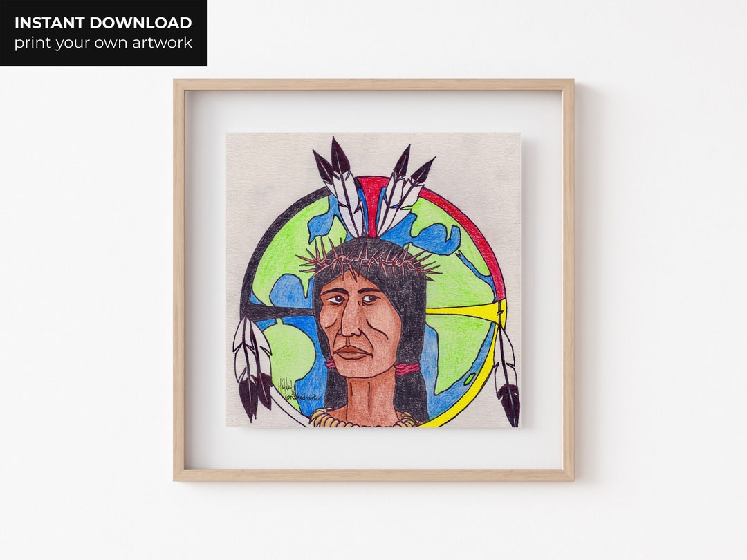 Indigenous Christ Portrait, Printable Standing Rock Art, First Nations ...