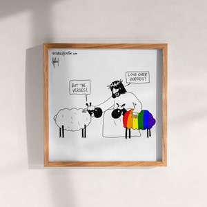 Queer Jesus Cartoon Print: LGBTQ Christian Art, Pride Month Decor - Etsy