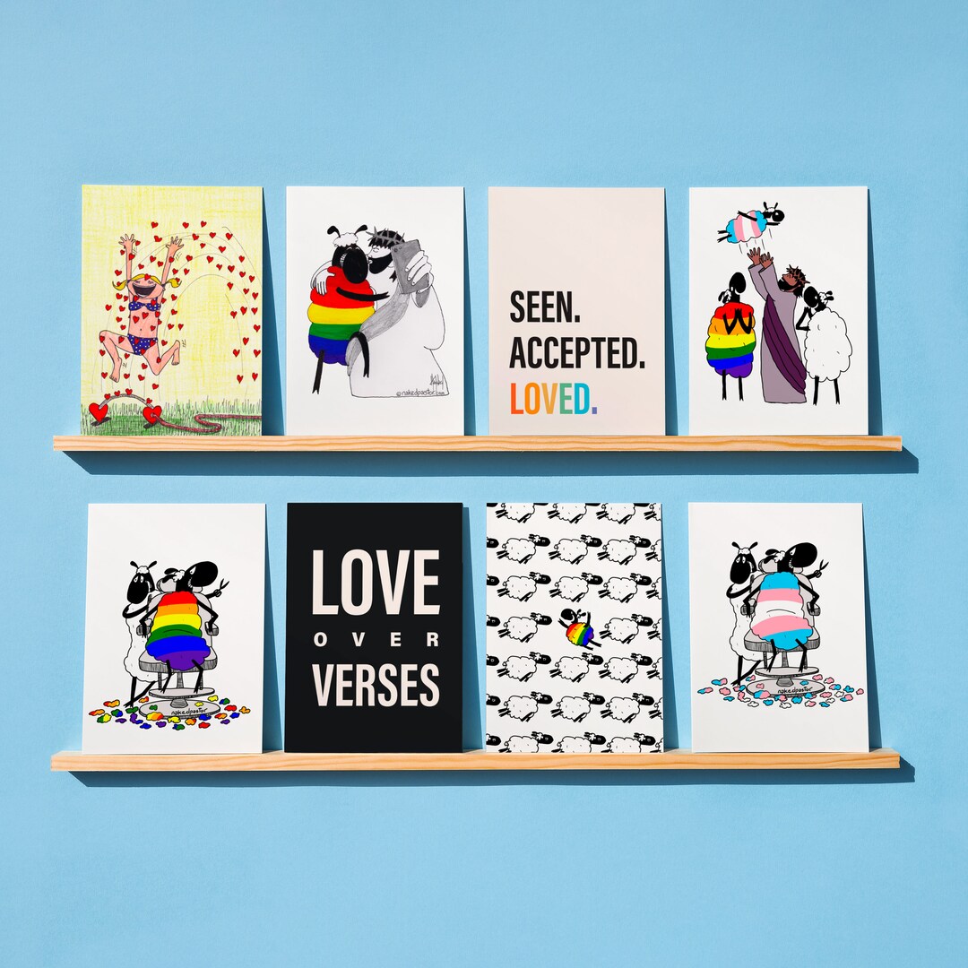 LGBTQ Pride Postcard Set 8 Jesus-inspired Mini Prints Christian Love ...