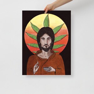 Jesus Smoking Joint Drawing Print - Cannabis-inspired Christian Art ...