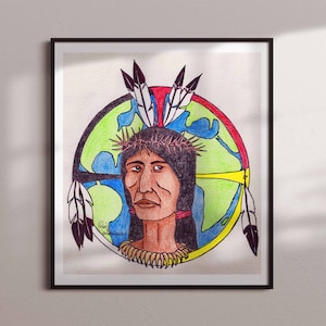 Indigenous Christ Portrait, Printable Standing Rock Art, First Nations ...