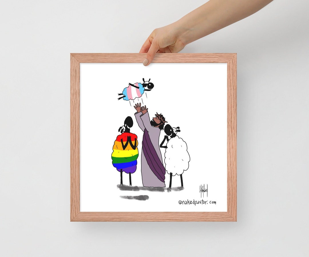 Inclusive Christian Art: Jesus With LGBTQ+ Family - Framed Cartoon ...