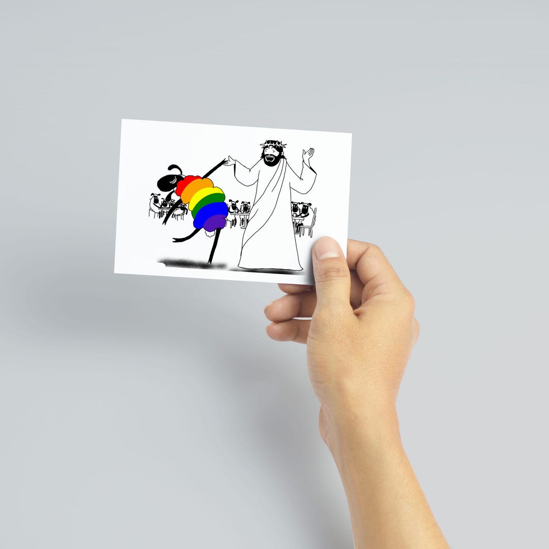 Jesus Dances With Queer Sheep Print – LGBTQ Christian Art, 4x6 Inch ...
