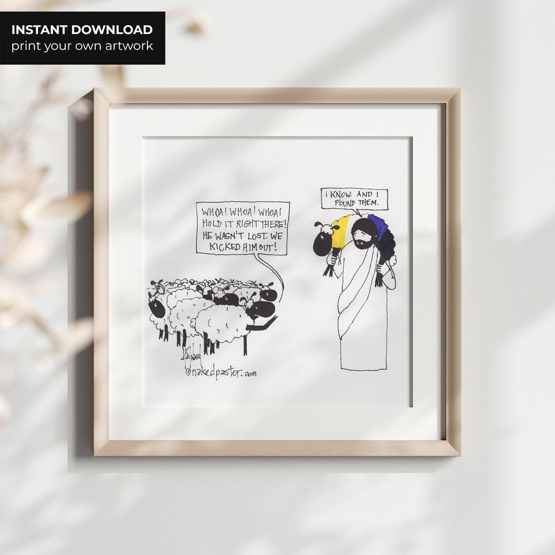 Christian Non-binary Pride Cartoon: Jesus & Enby Sheep (digital ...