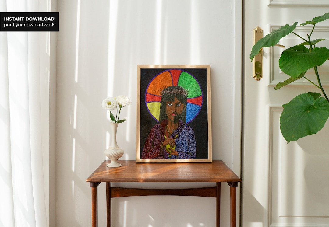 Jesus Neither Printable Christ Portrait God Genderqueer Transgender ...