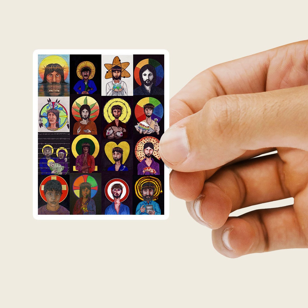 Jesus Christ Collage Sticker: 16 Drawings of Christ Decal - Etsy