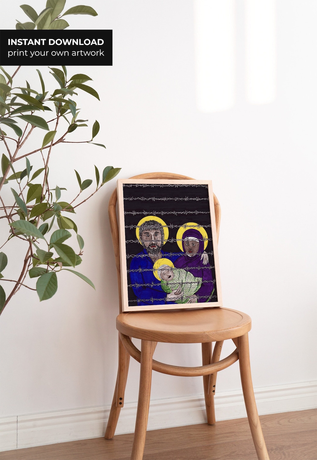 The Holy Family Printable Wall Art, Refugee Jesus Christ, Non White ...