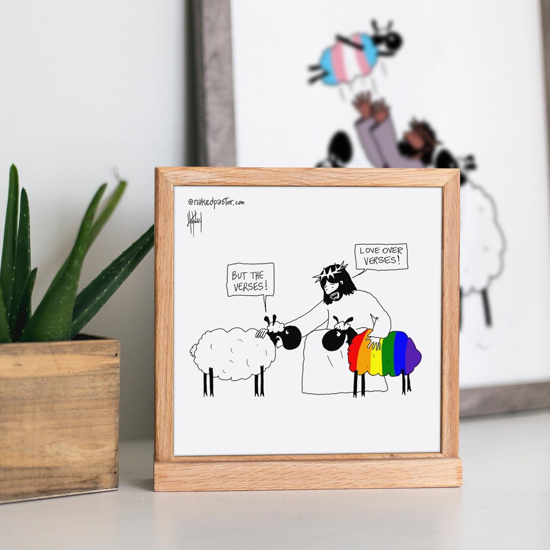 Queer Jesus Cartoon Print: LGBTQ Christian Art, Pride Month Decor - Etsy