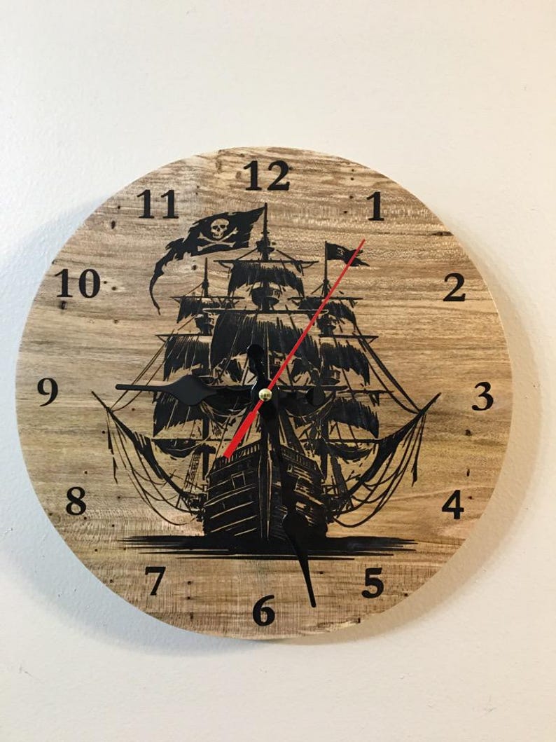 Pirate Ship Clock, Sea, Ocean, Nautical, Spalted Maple, Epoxy - Etsy