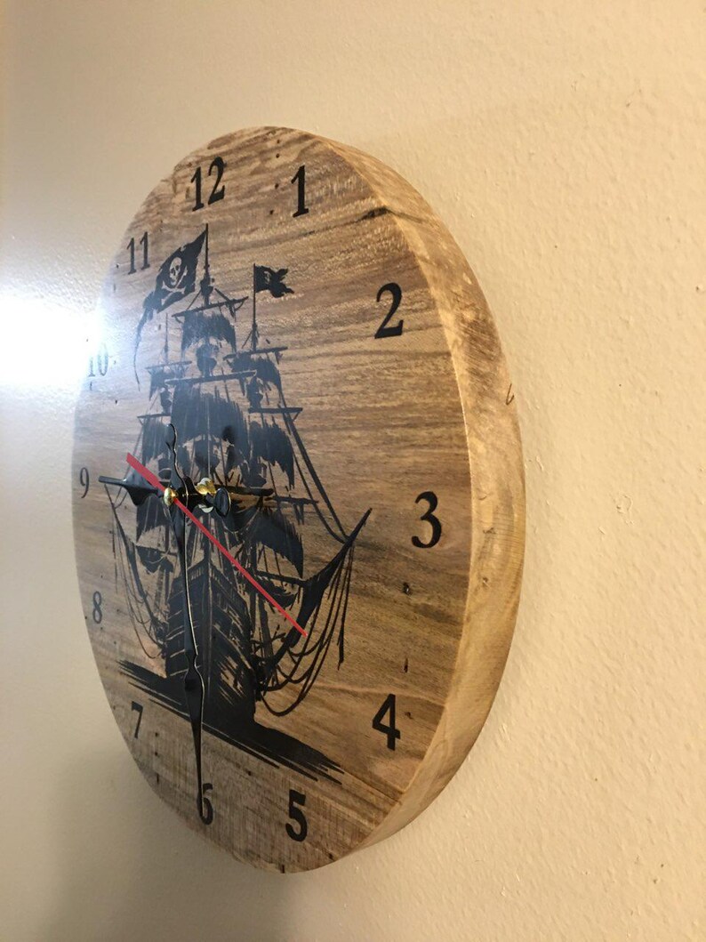 Pirate Ship Clock, Sea, Ocean, Nautical, Spalted Maple, Epoxy - Etsy