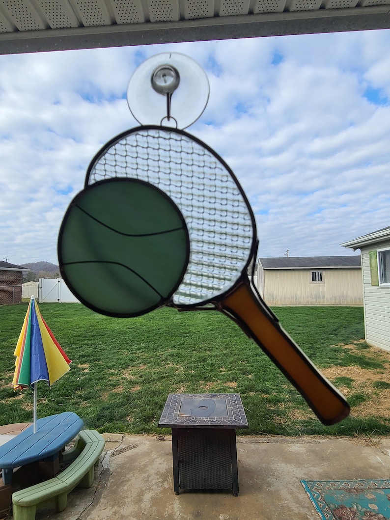 Stained Glass Tennis Racket and Tennis Ball Suncatcher - Etsy