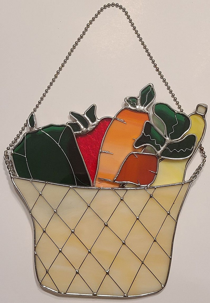 Vegetable Basket Stained Glass Panel - Etsy
