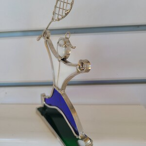 Stained Glass Tennis Player "the Serve" Figurine - Etsy