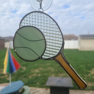 Stained Glass Tennis Racket and Tennis Ball Suncatcher - Etsy