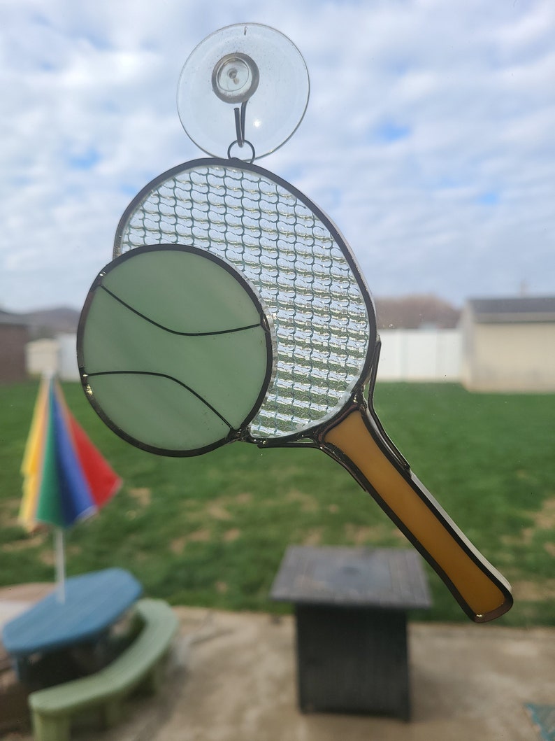 Stained Glass Tennis Racket and Tennis Ball Suncatcher - Etsy