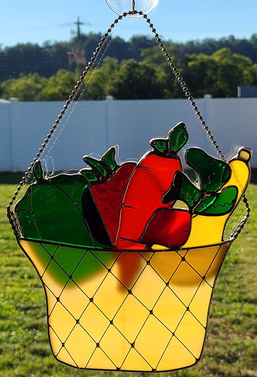 Vegetable Basket Stained Glass Panel - Etsy