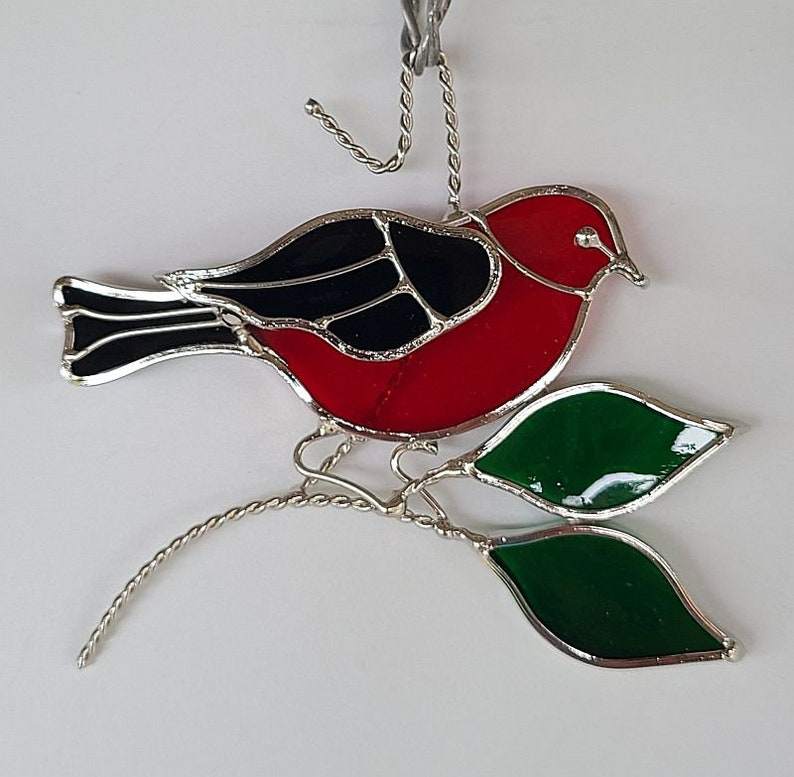 Stained Glass Scarlet Tanager Bird Suncatcher - Etsy