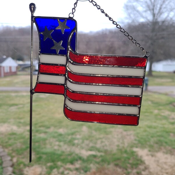 Stained Glass Suncatcher American Flag - Etsy