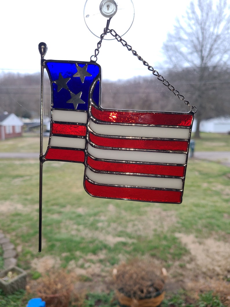 American Flag Stained Glass Suncatcher - Etsy