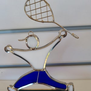 Stained Glass Tennis Player "the Serve" Figurine - Etsy