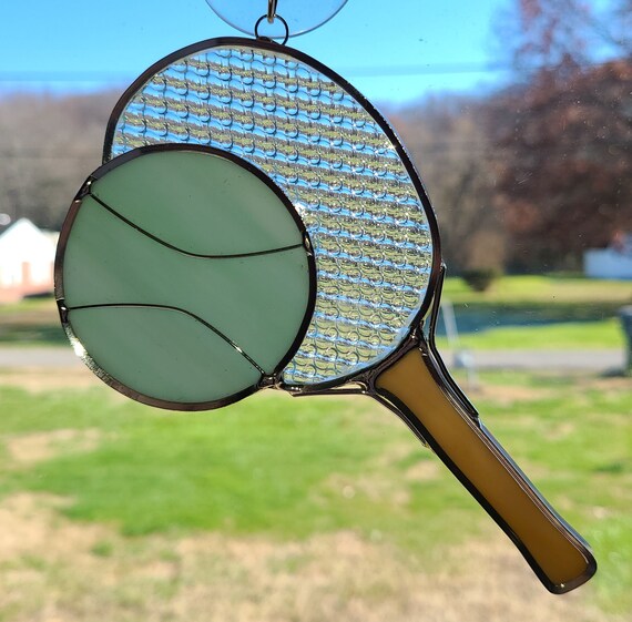 Stained Glass Tennis Racket and Tennis Ball Suncatcher - Etsy