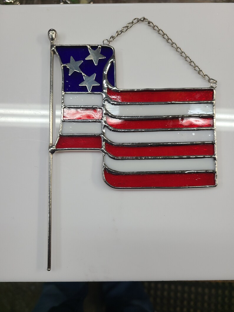 American Flag Stained Glass Suncatcher - Etsy