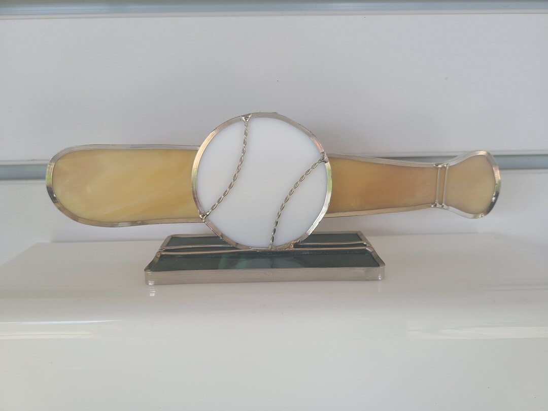 Stained Glass Baseball and Bat on Base - Etsy