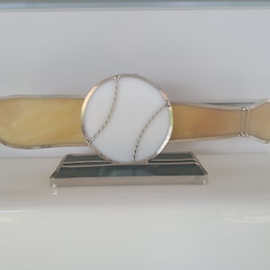 Stained Glass Baseball and Bat on Base - Etsy