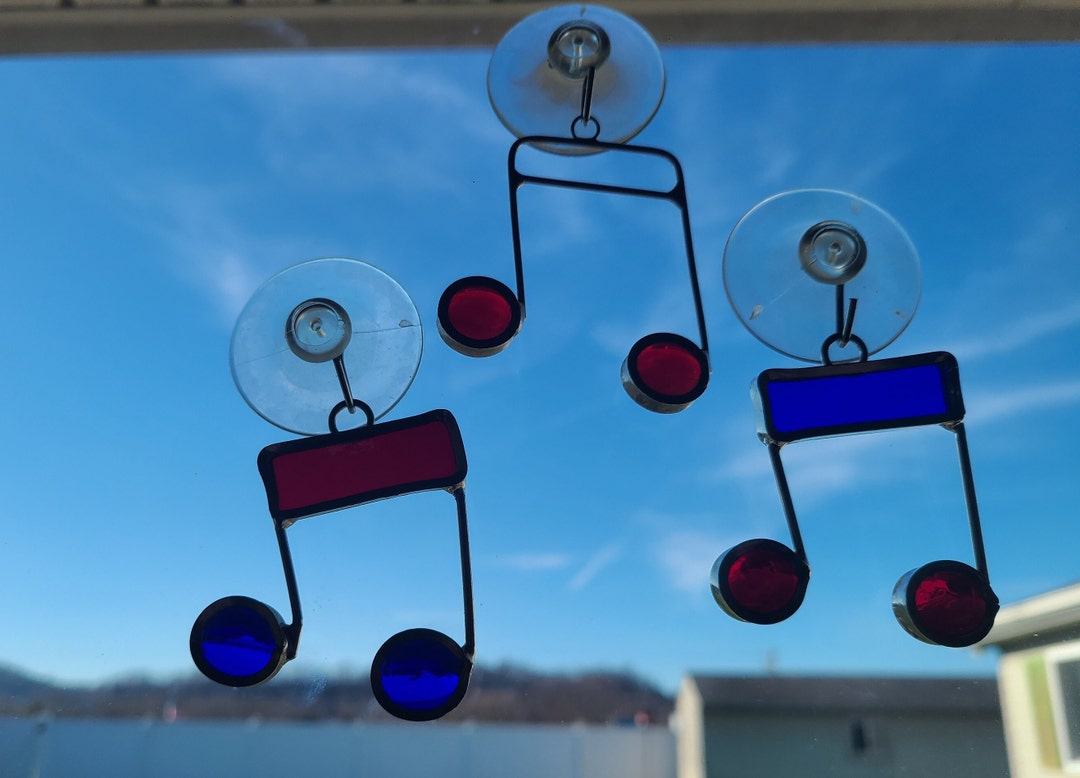 Stained Glass Music Beam Notes set of 3 - Etsy