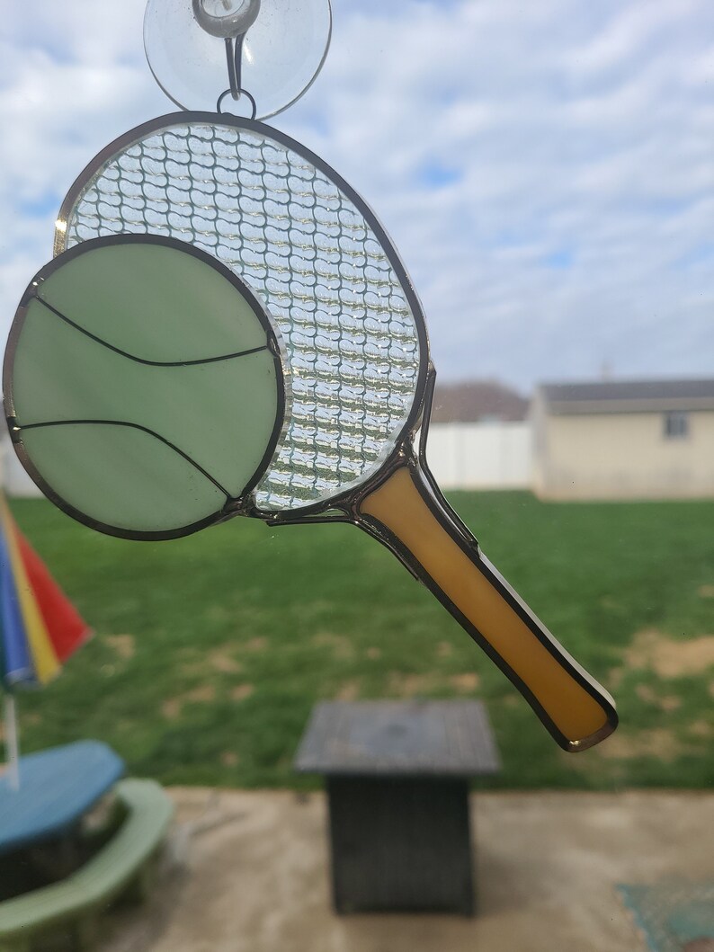 Stained Glass Tennis Racket and Tennis Ball Suncatcher - Etsy
