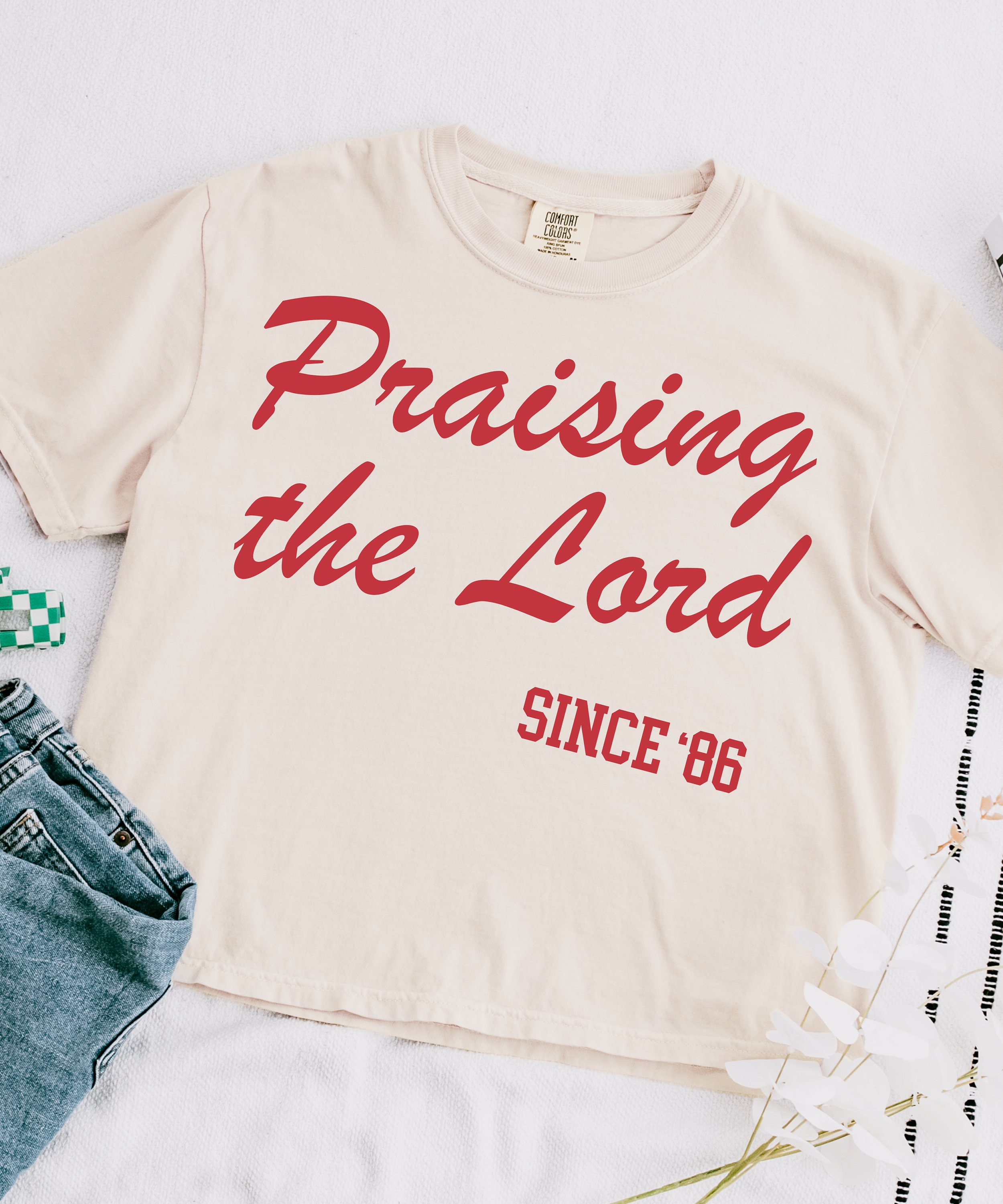 Custom Birth Year Shirt Christian Crop Top Praise the Lord Tee ...