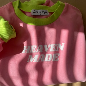 Christian Puff Print Crewneck: Heaven Made Two-toned Sweatshirt - Etsy