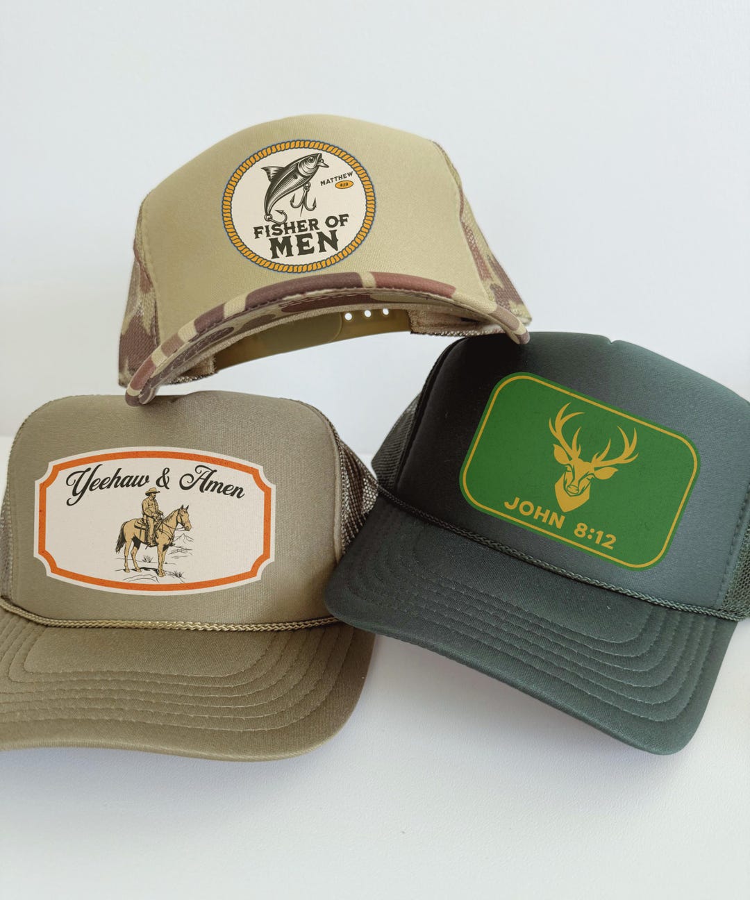 Christian Trucker Hat for Men Bible Verse Hat Fisher of Men Faith-based ...