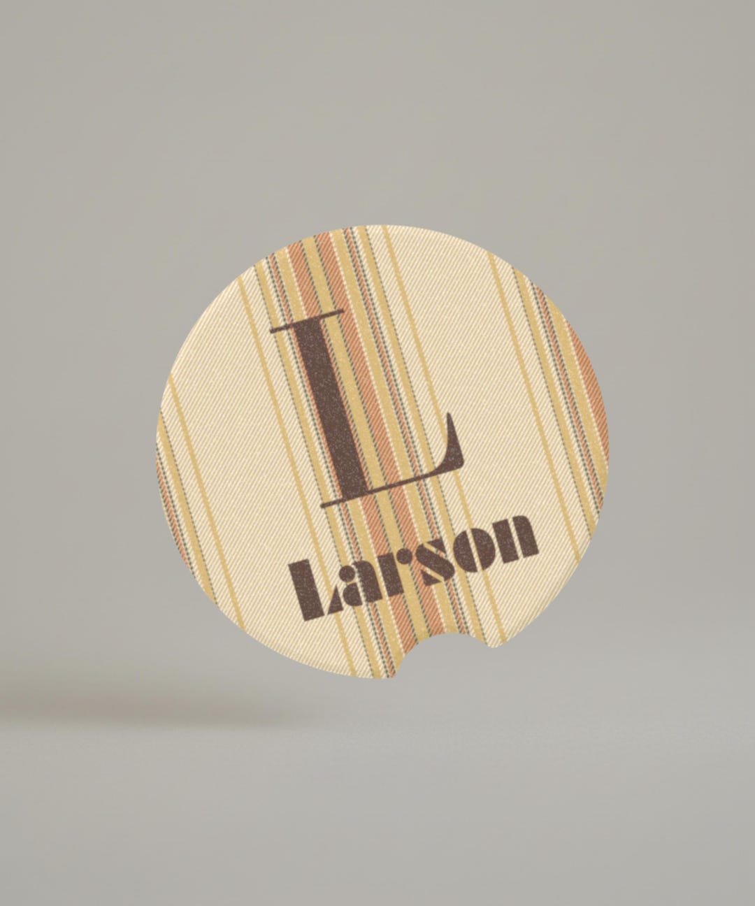 Striped Monogram Car Coasters Custom Last Name Soapstone Cup Holder ...