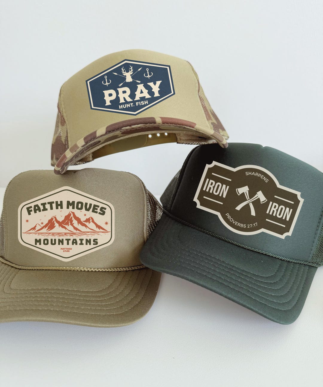 Christian Trucker Hat for Men Bible Verse Hat Iron Sharpens Iron Faith ...