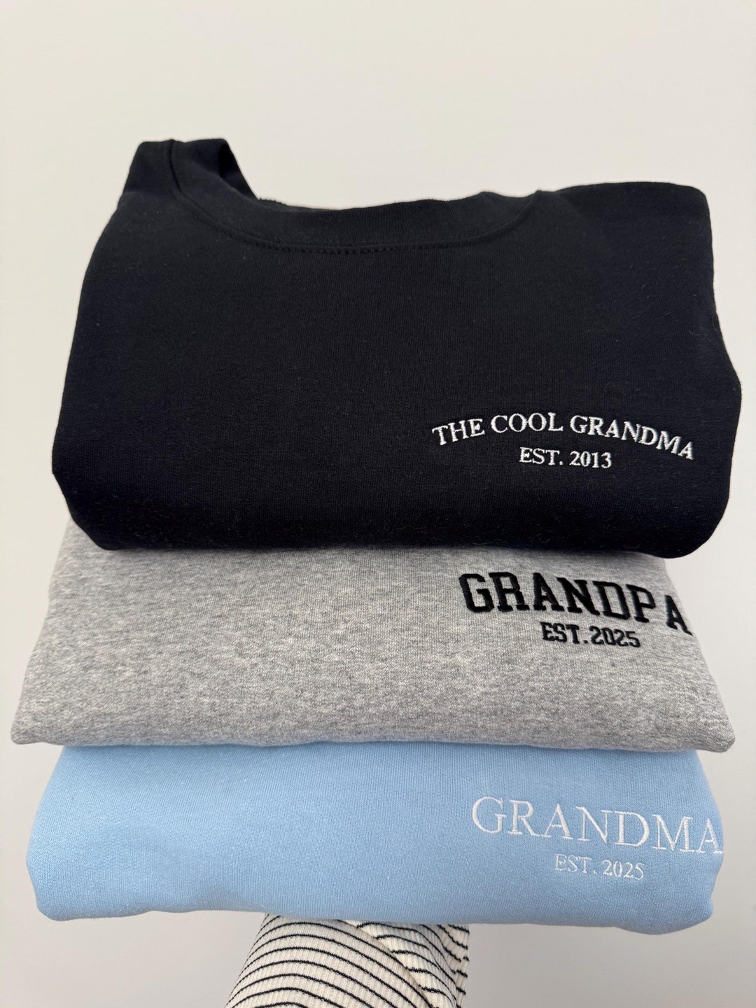 Custom the Cool Grandma Embroidered Crewneck Personalized Est ...