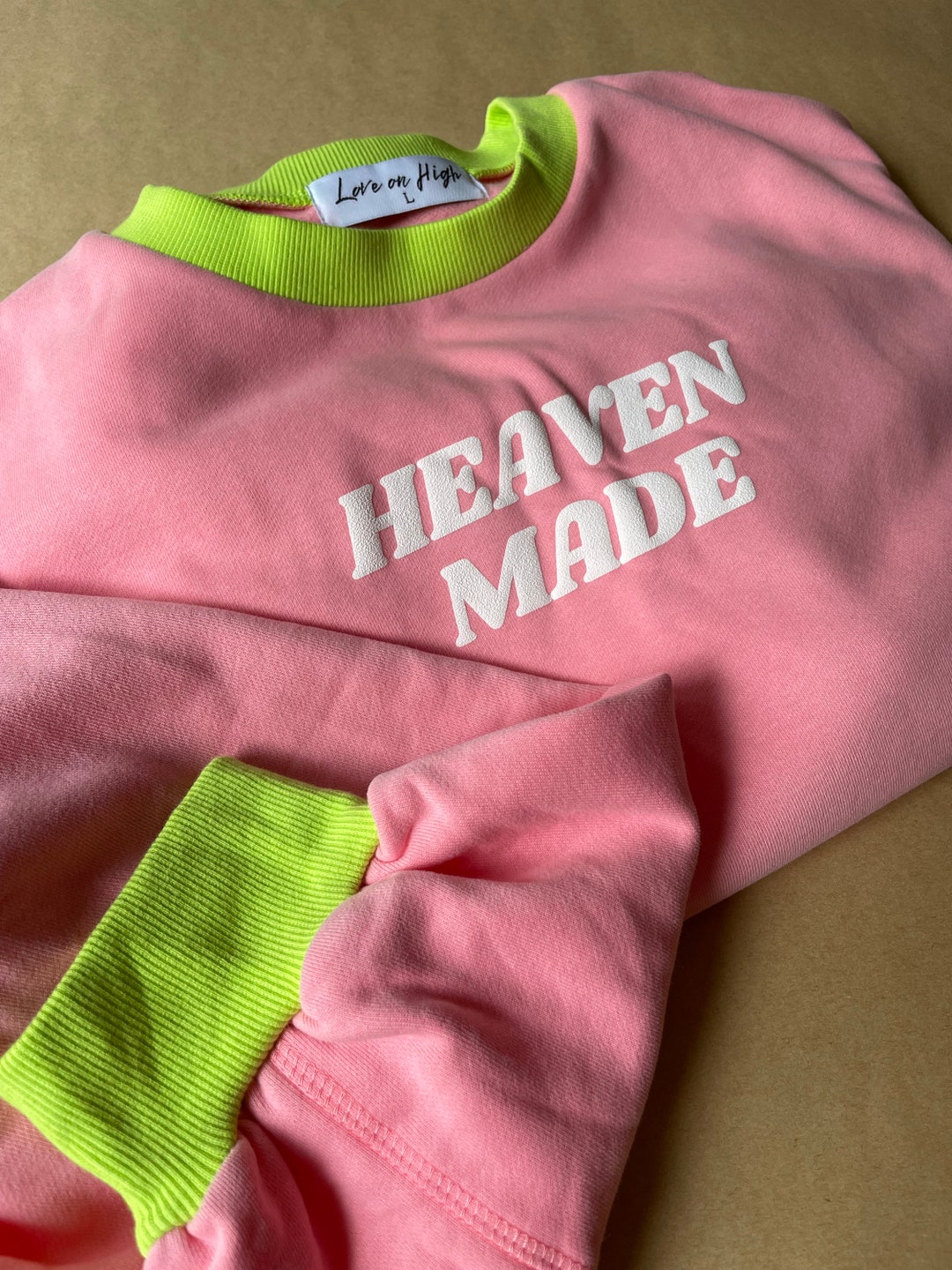 Christian Puff Print Crewneck: Heaven Made Two-toned Sweatshirt - Etsy