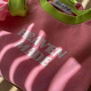 Christian Puff Print Crewneck Heaven Made Two Toned Sweatshirt Bright ...